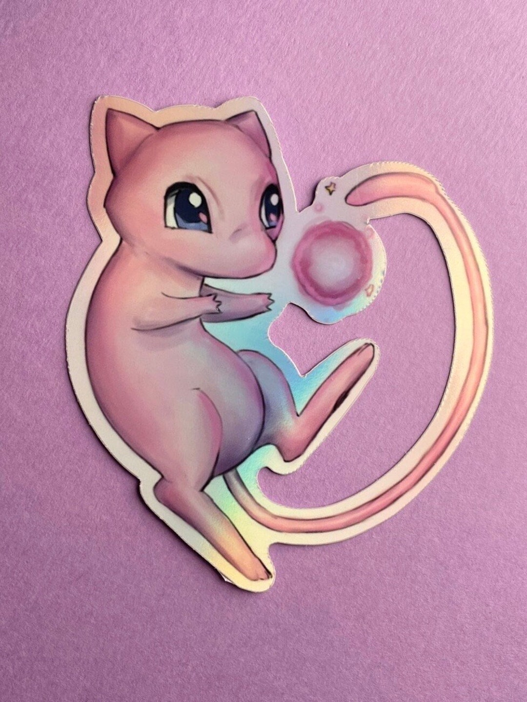 Mew - Legendary Psychic Monster Holographic Sticker - 3in - Etsy