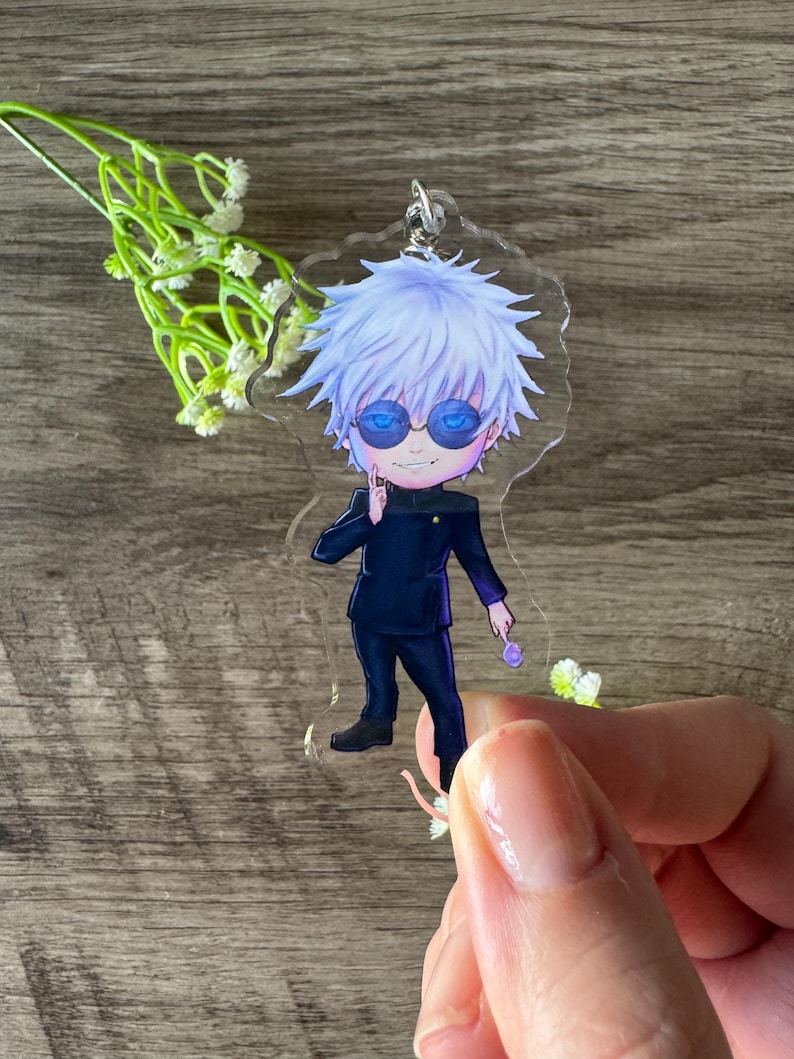 High School Chibi Gojo and Geto Keychain, Purple Holow, Anime Merch 3in ...
