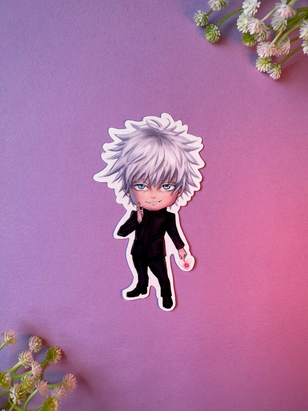 Jujutsu Kaisen Chibi Satoru Gojo Holographic Sticker, Vinyl, Scratch ...