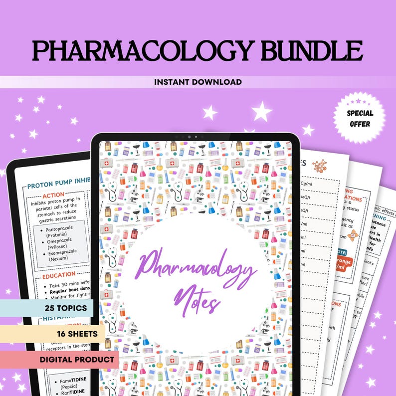 Pharmacology Nursing Study Guide Bundle, Pharmacology Notes (digital ...