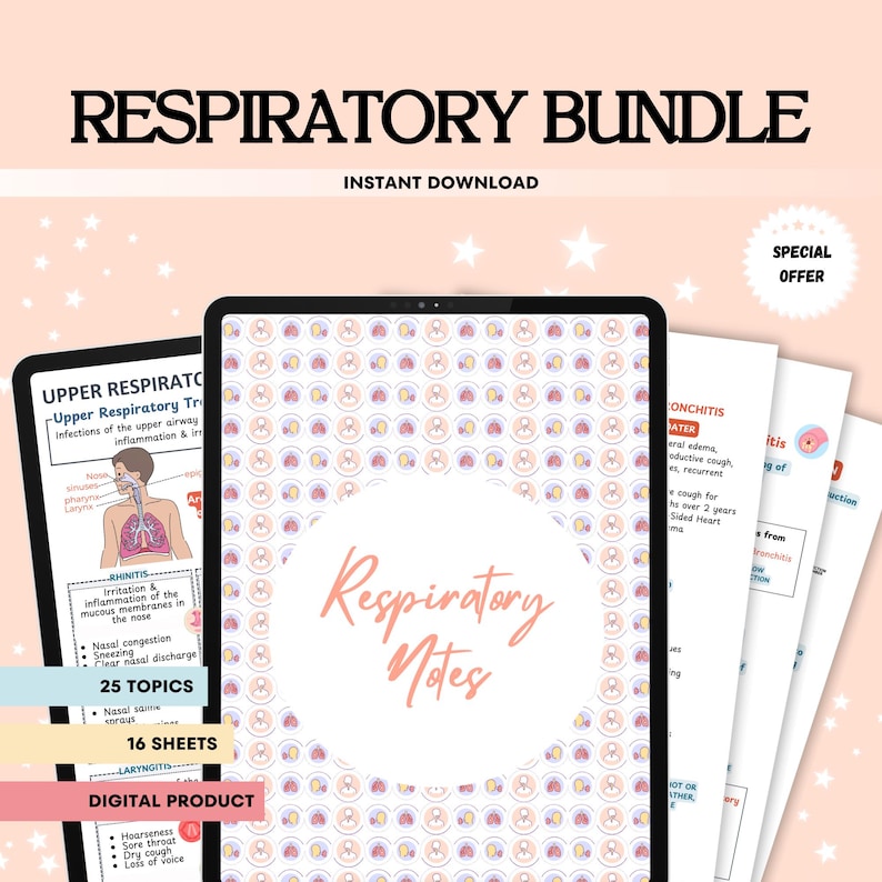 Respiratory Nursing Study Guide, Disorders, Medications (PDF) - Etsy