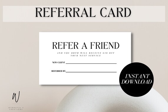 REFERRAL Card Template INSTANT DOWNLOAD Printable Business - Etsy