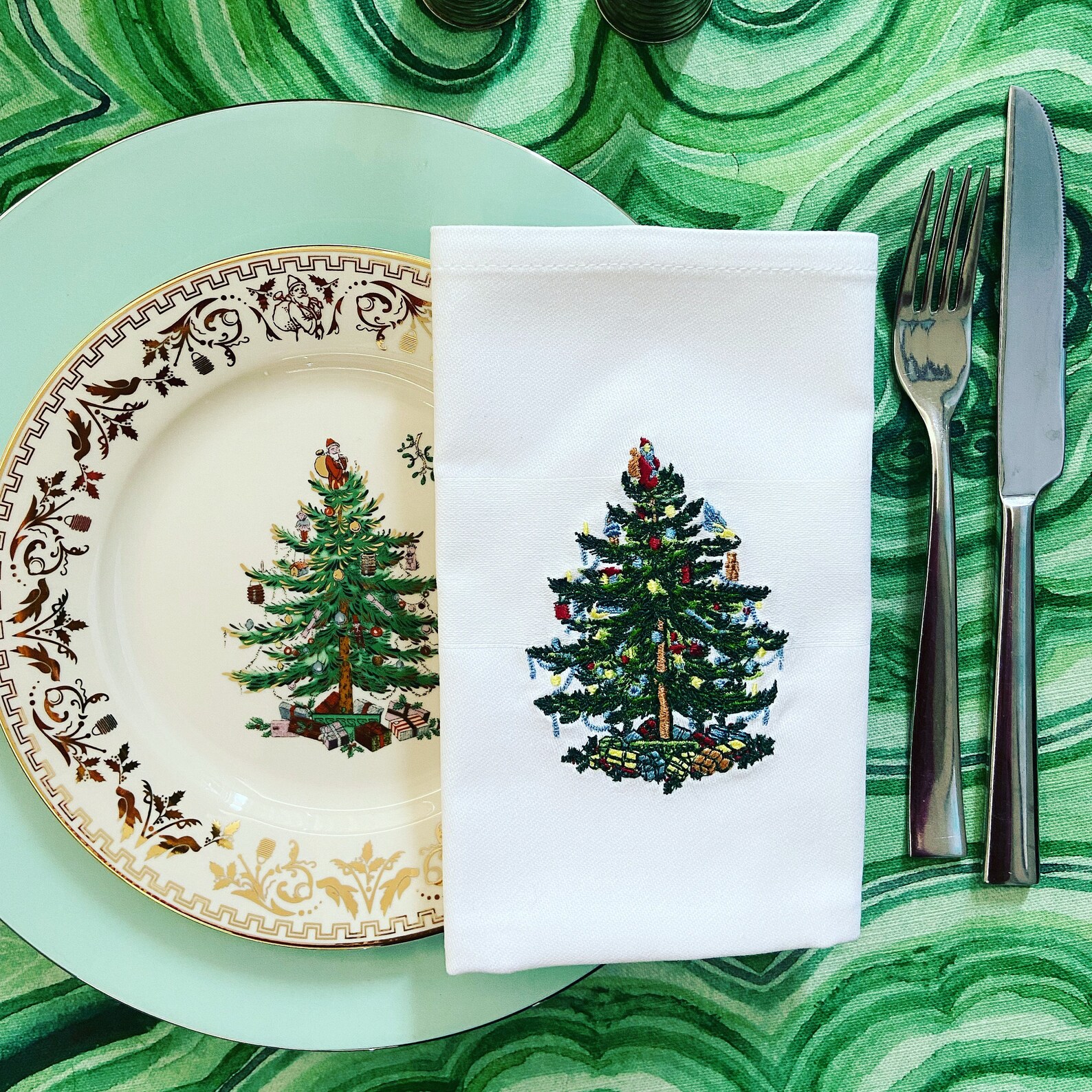 Spode Christmas Tree Embroidered Napkins Set of 4 - Etsy UK