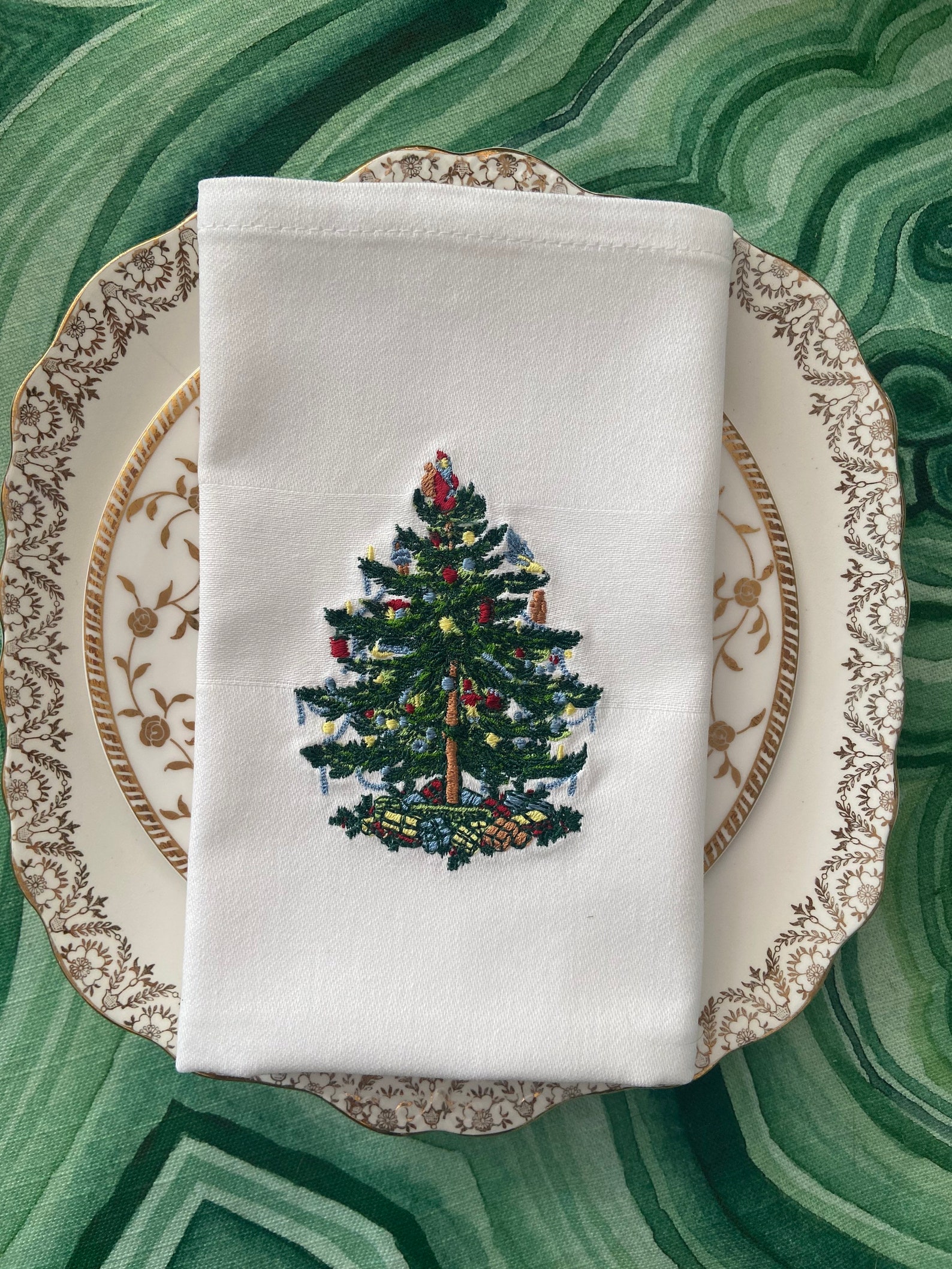 Spode Christmas Tree Embroidered Napkins Set of 4 - Etsy UK