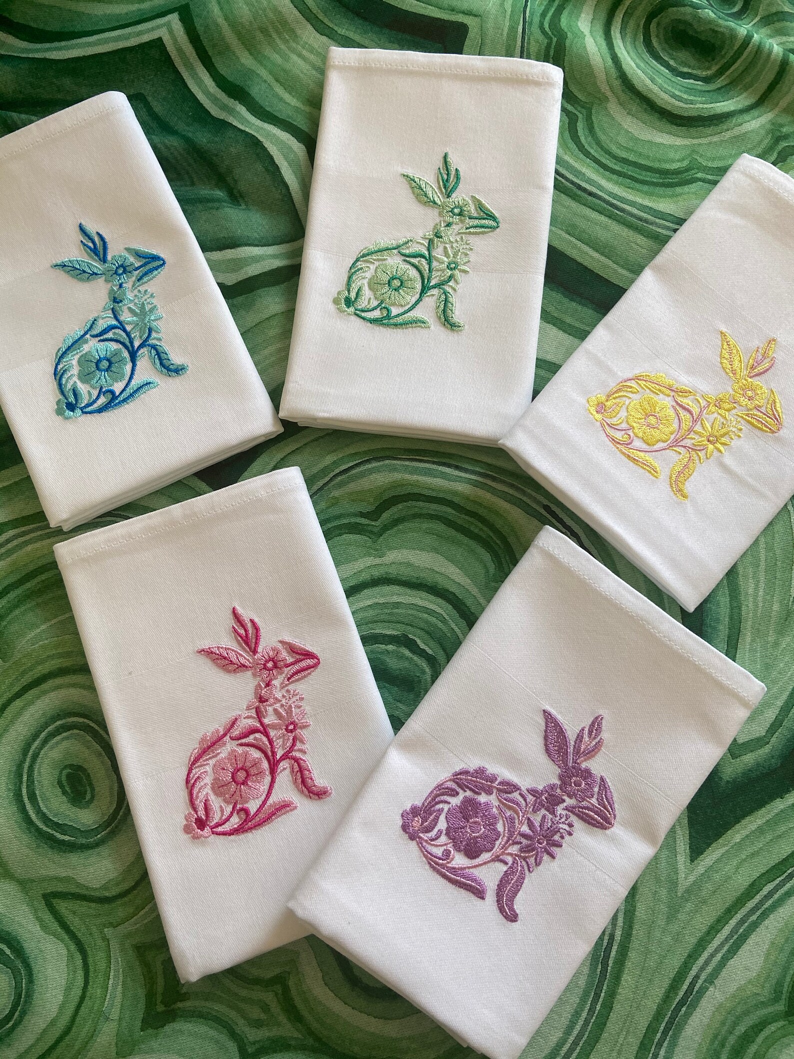 Set of Six 6 Easter Bunny Rabbit Embroidered Napkins LILAC - Etsy