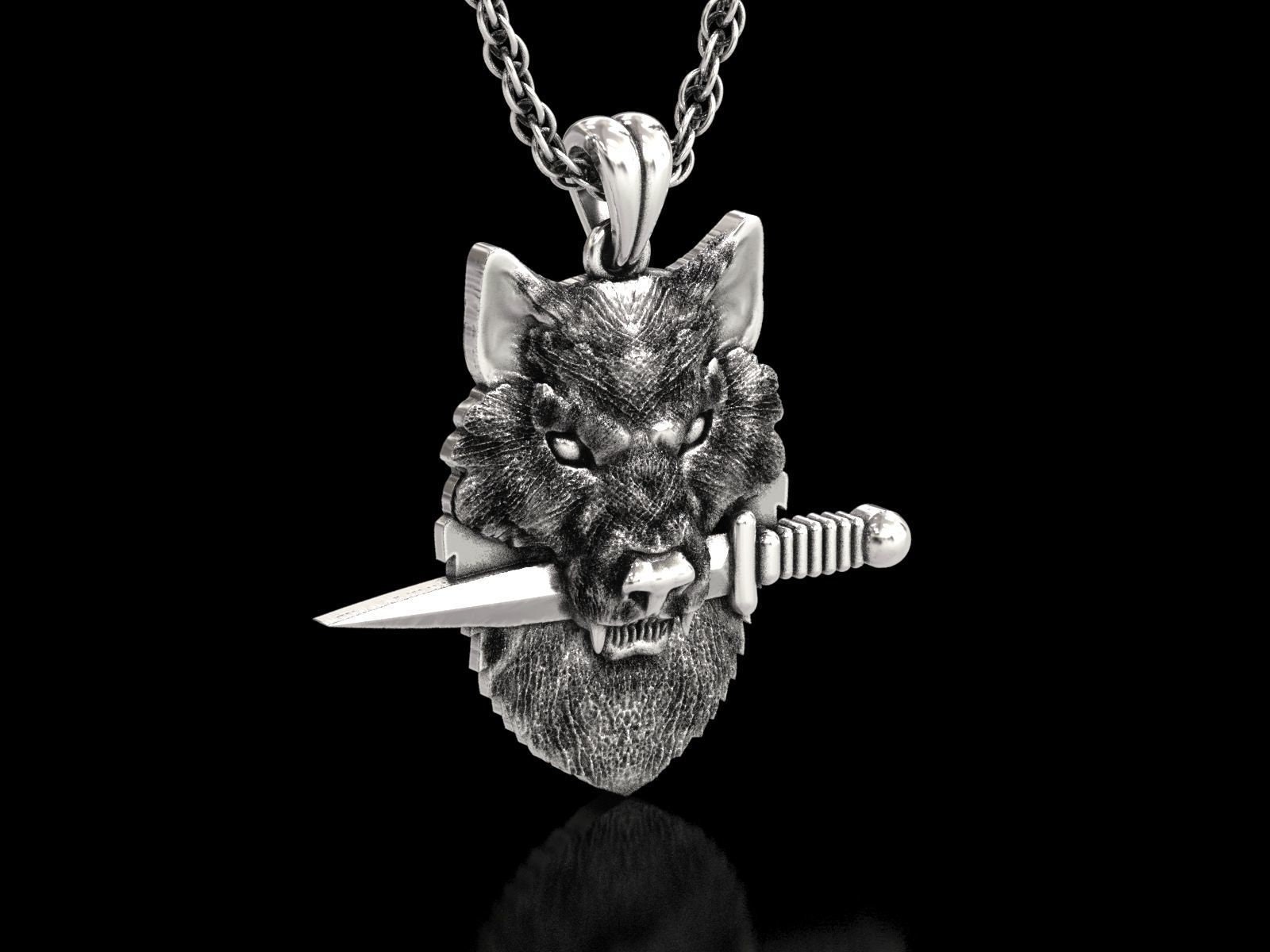 Wild Wolf Silver Mens Necklace Best Wolf Men Necklace Nodric - Etsy UK