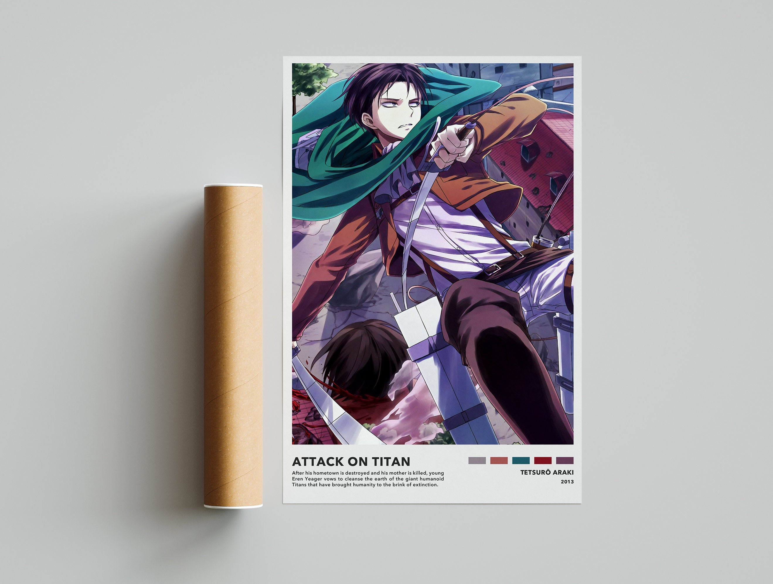 Attack On Titan Poster | Tetsur Araki | Levi Ackerman | Vintage Retro ...