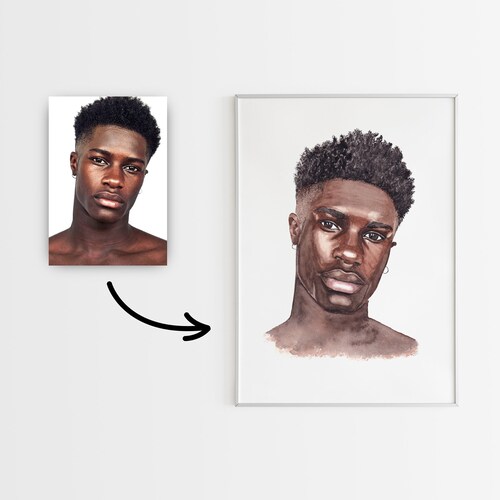 Custom Watercolor Portrait Hand Painted From Photo Gift - Etsy