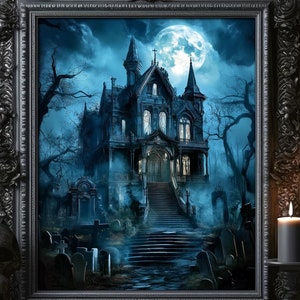 Haunted Victorian House Cemetery Halloween Dark Academia Gothic Spooky ...