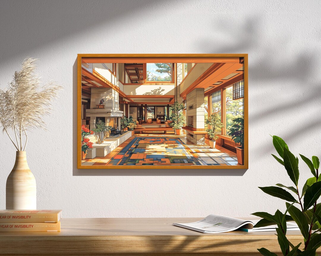 Frank Lloyd Wright Inspired Interior Architecture Wall Art Poster Print ...