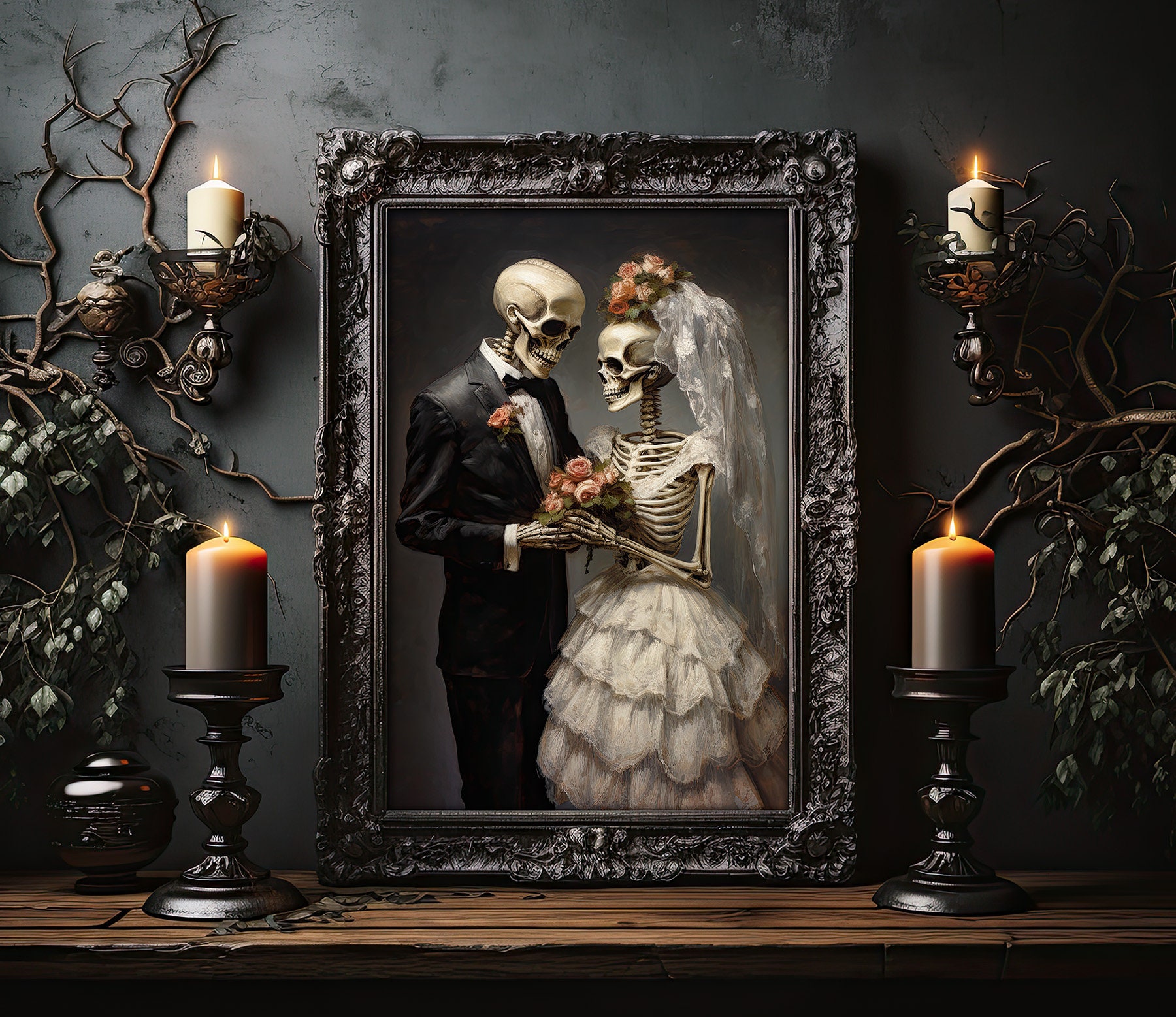 Skeleton Wedding Bride and Groom Ghosts Gothic Victorian Macabre ...