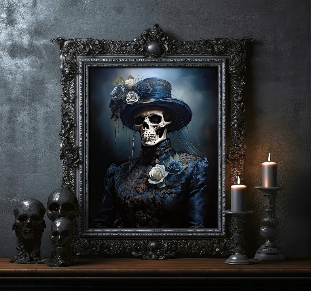 Gothic Victorian Lady Skeleton Macabre Painting Poster Print Dark ...