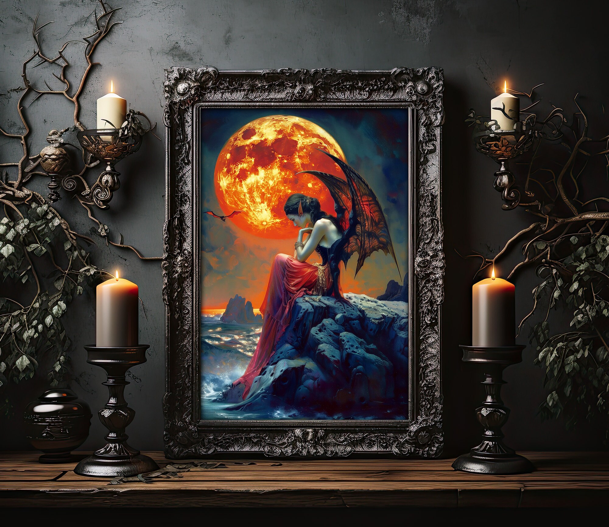 Lilith Demon Queen Gothic Princess Witch Print Poster Wall Art Dark Art ...