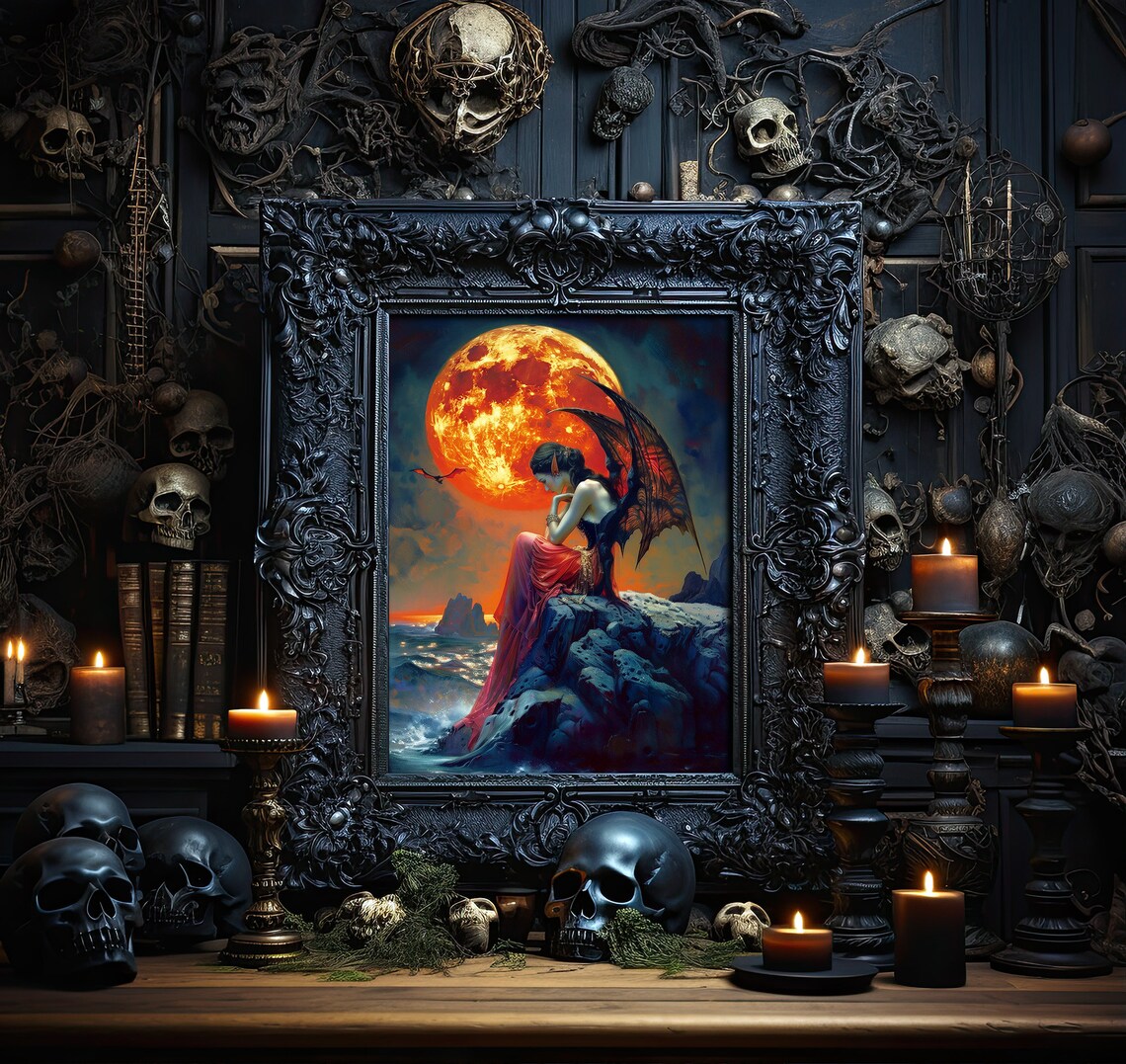 Lilith Demon Queen Gothic Princess Witch Print Poster Wall Art Dark Art ...