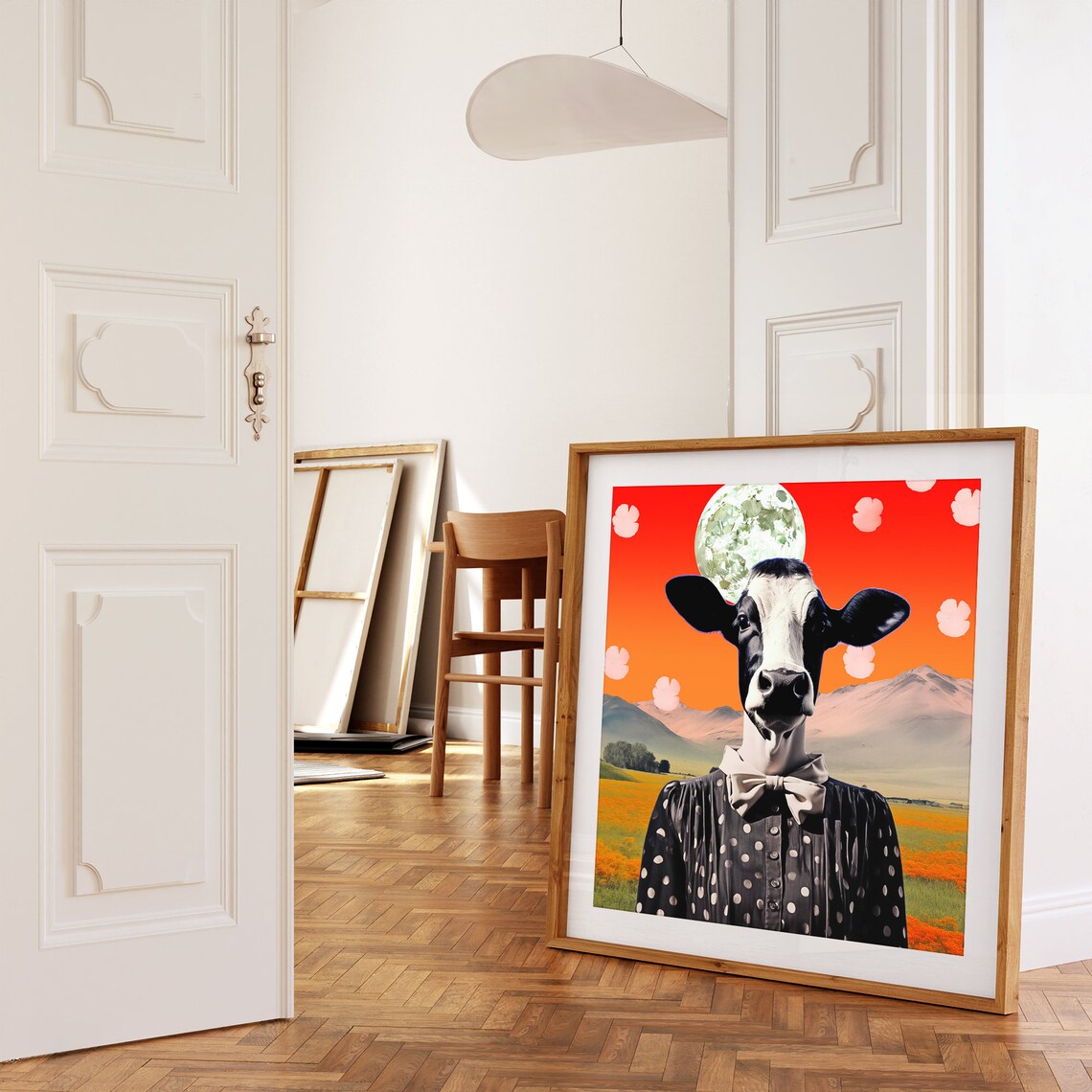 Cow Pop Art Funny Cow Print Surreal Collage Farm Decor Cow Poster Kids ...