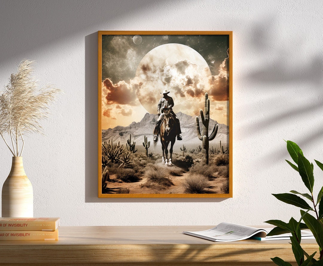 Space Cowboy Western Art Poster Print Decor Retro Futurism - Etsy