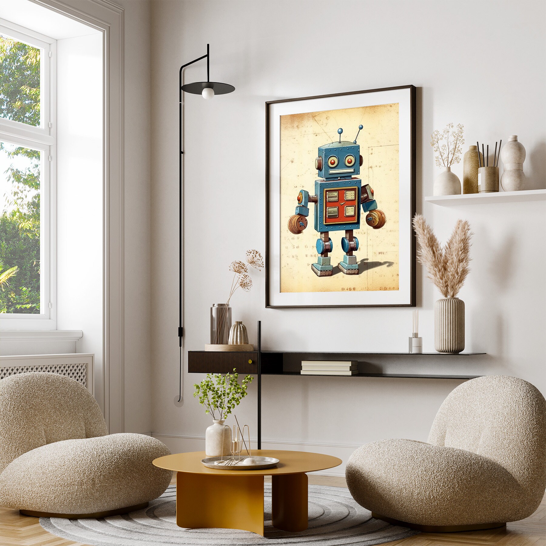 Vintage Sci-fi Retro Toy Robot Art Print Poster Wall Decor 1950s Mid ...