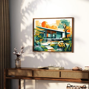 Mid Century Modern House Los Angeles Architecture Art Print Poster Mid ...