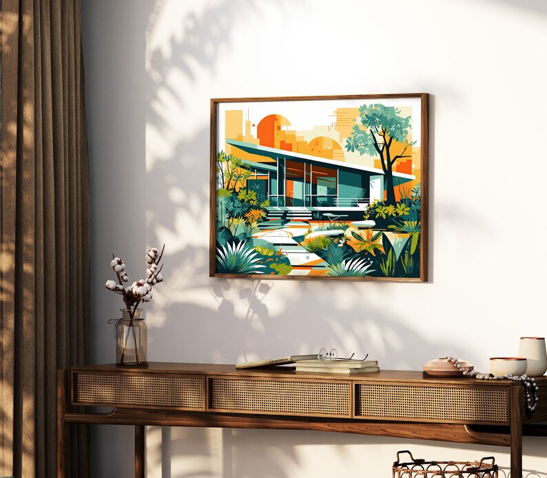 Mid Century Modern House Los Angeles Architecture Art Print Poster Mid ...