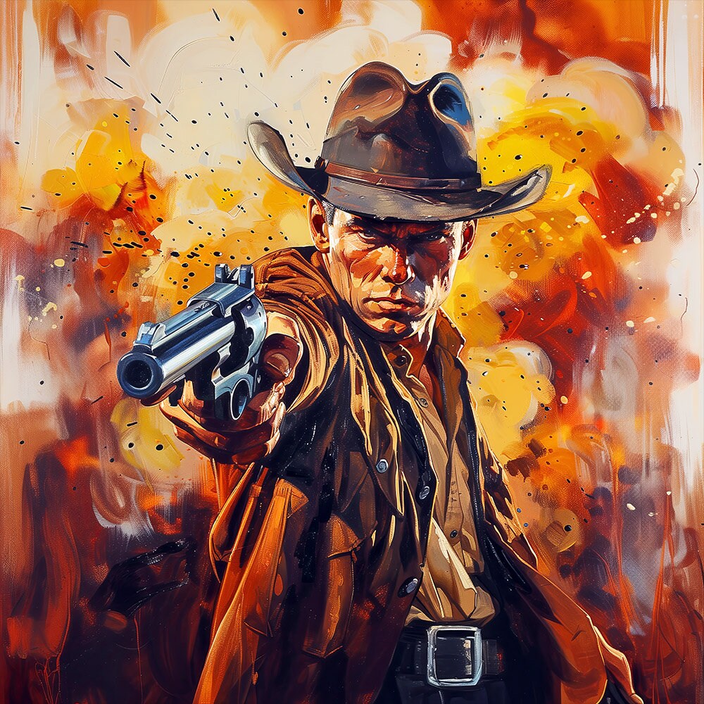 Cowboy, Set of 5, Wild West Gunslinger Western Pulp Art Print Poster ...