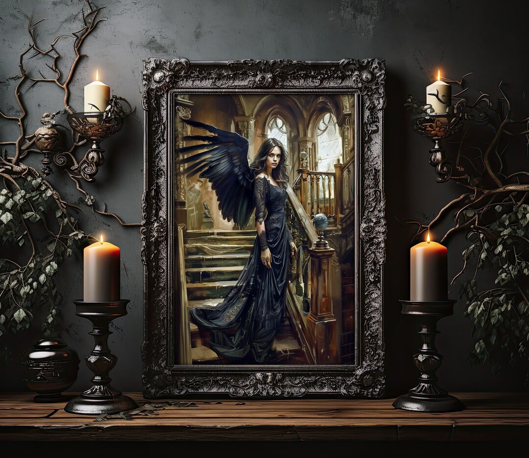 Fallen Dark Angel Succubus Lilith Art Print Demon Queen Gothic Princess ...