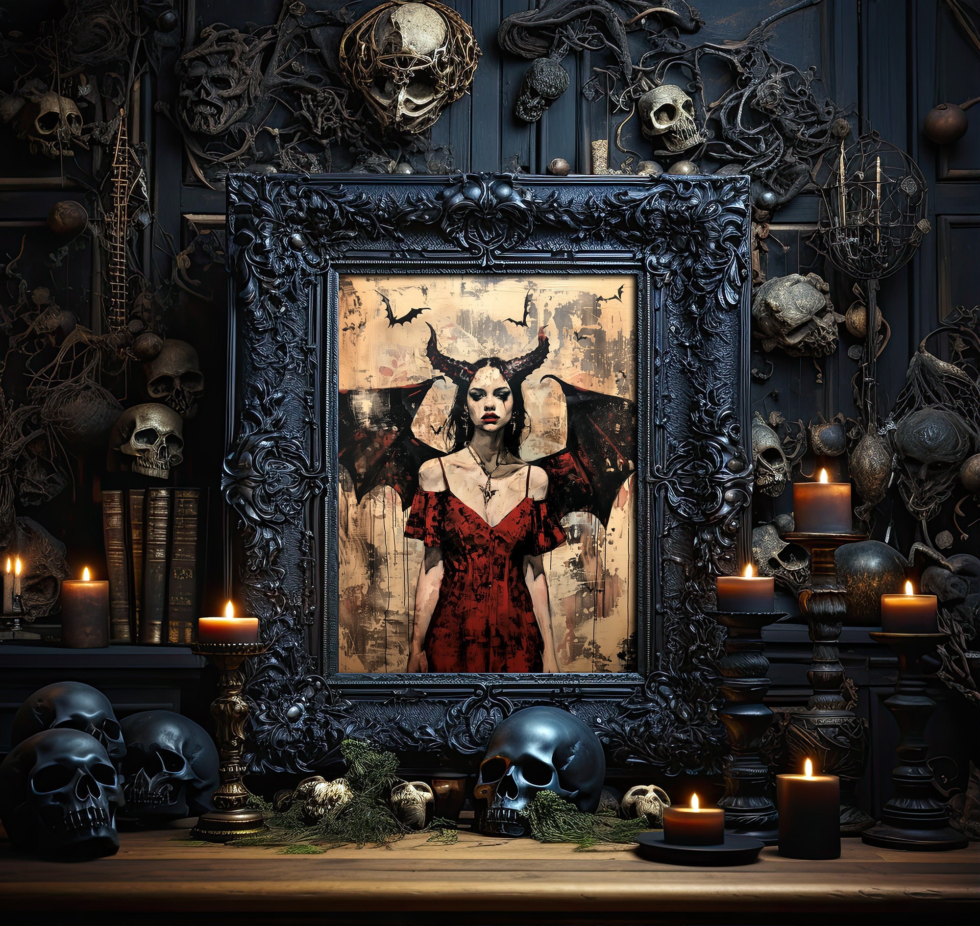 Lilith Demon Queen Gothic Princess Witch Print Poster Wall Art Dark Art ...