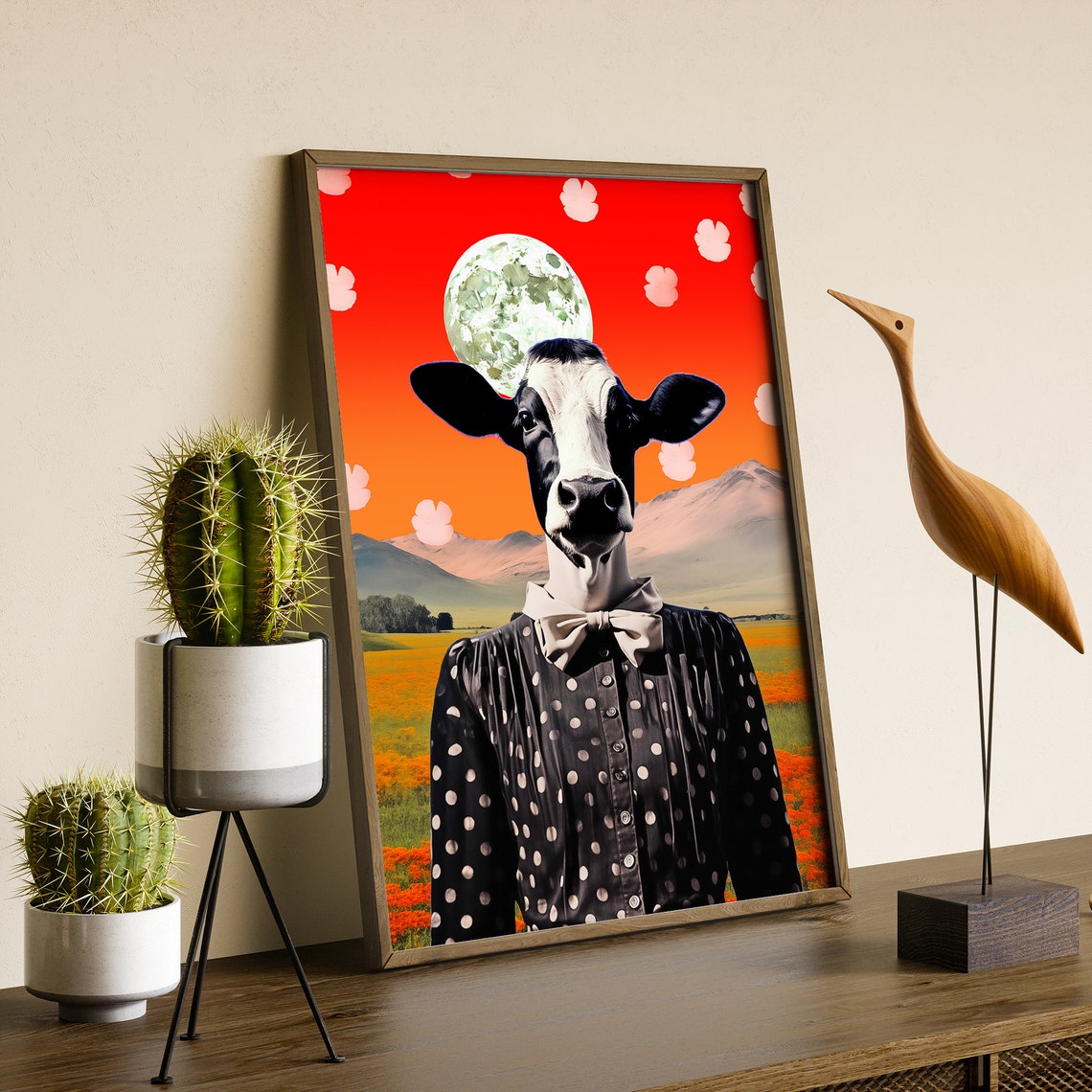 Cow Pop Art Funny Cow Print Surreal Collage Farm Decor Cow Poster Kids ...