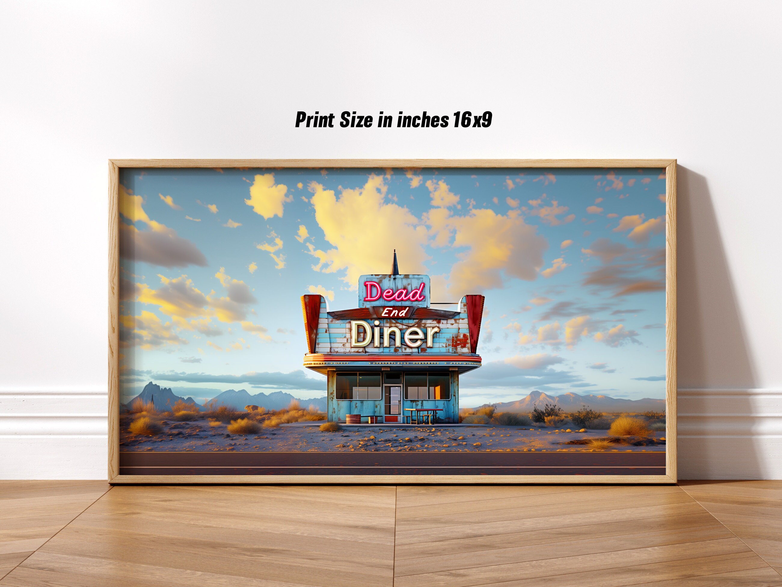 Desert Diner Landscape Art Western Wall Art Southwestern Decor Boho ...