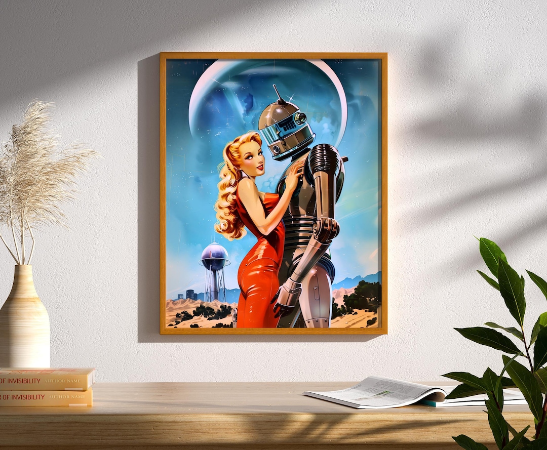 Robot Love Retro 1950s Sci-fi Vintage Space Woman Poster Art Print ...