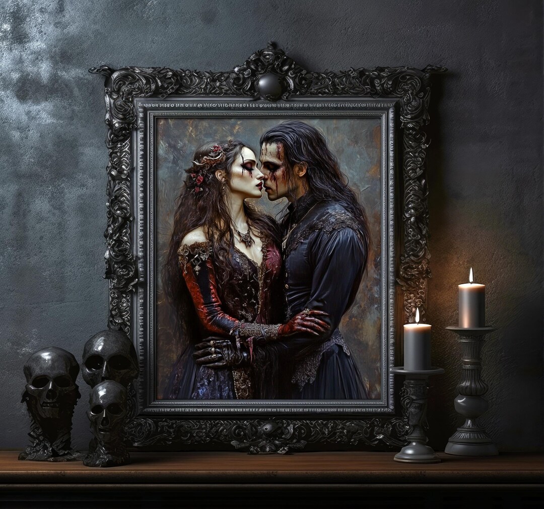 Vampire Romance Romantic Couple Embrace Gothic Victorian Dark Academia ...