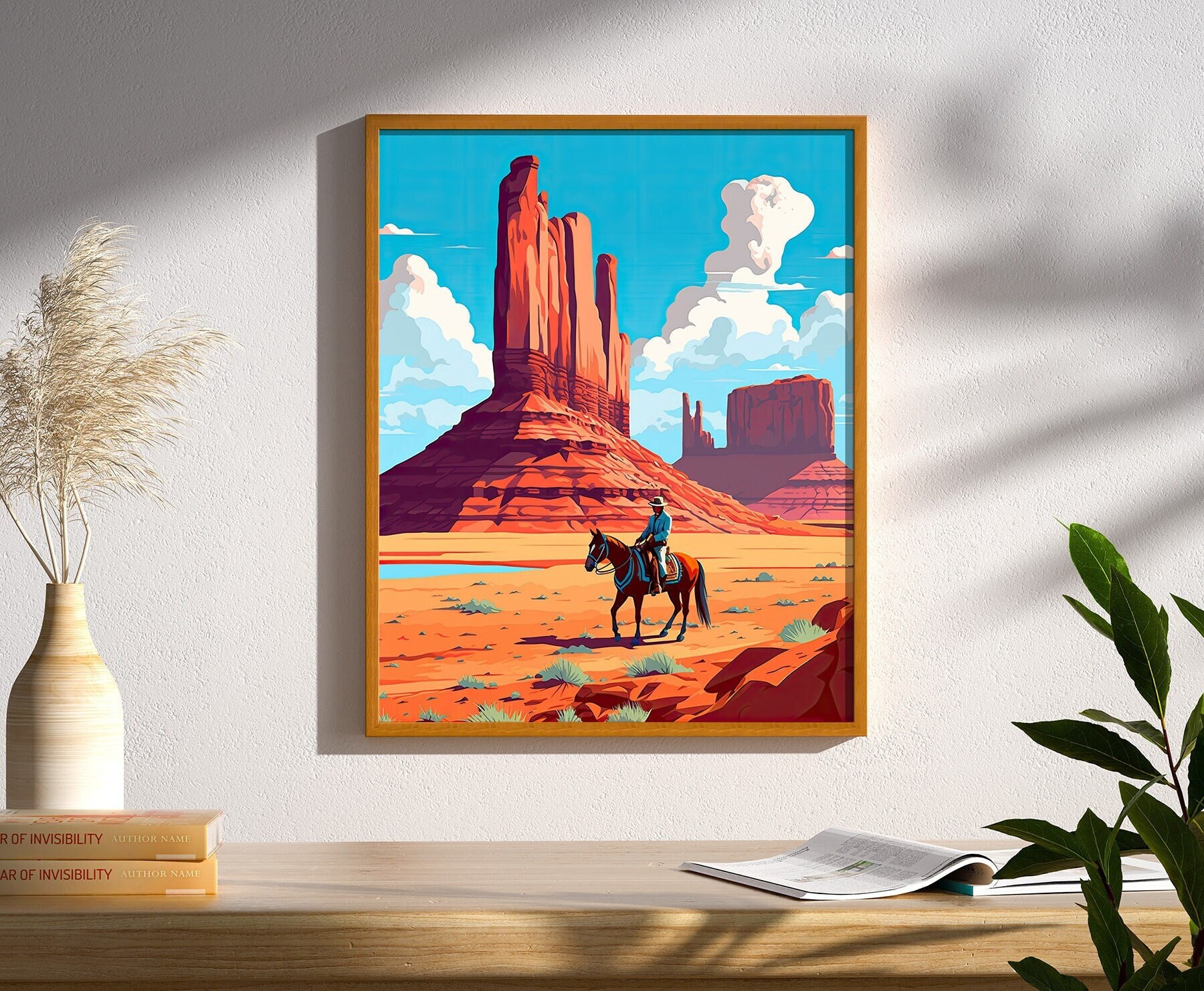 Cowboy Western Pop Art Boho Poster Print Cowboy Horseback - Etsy