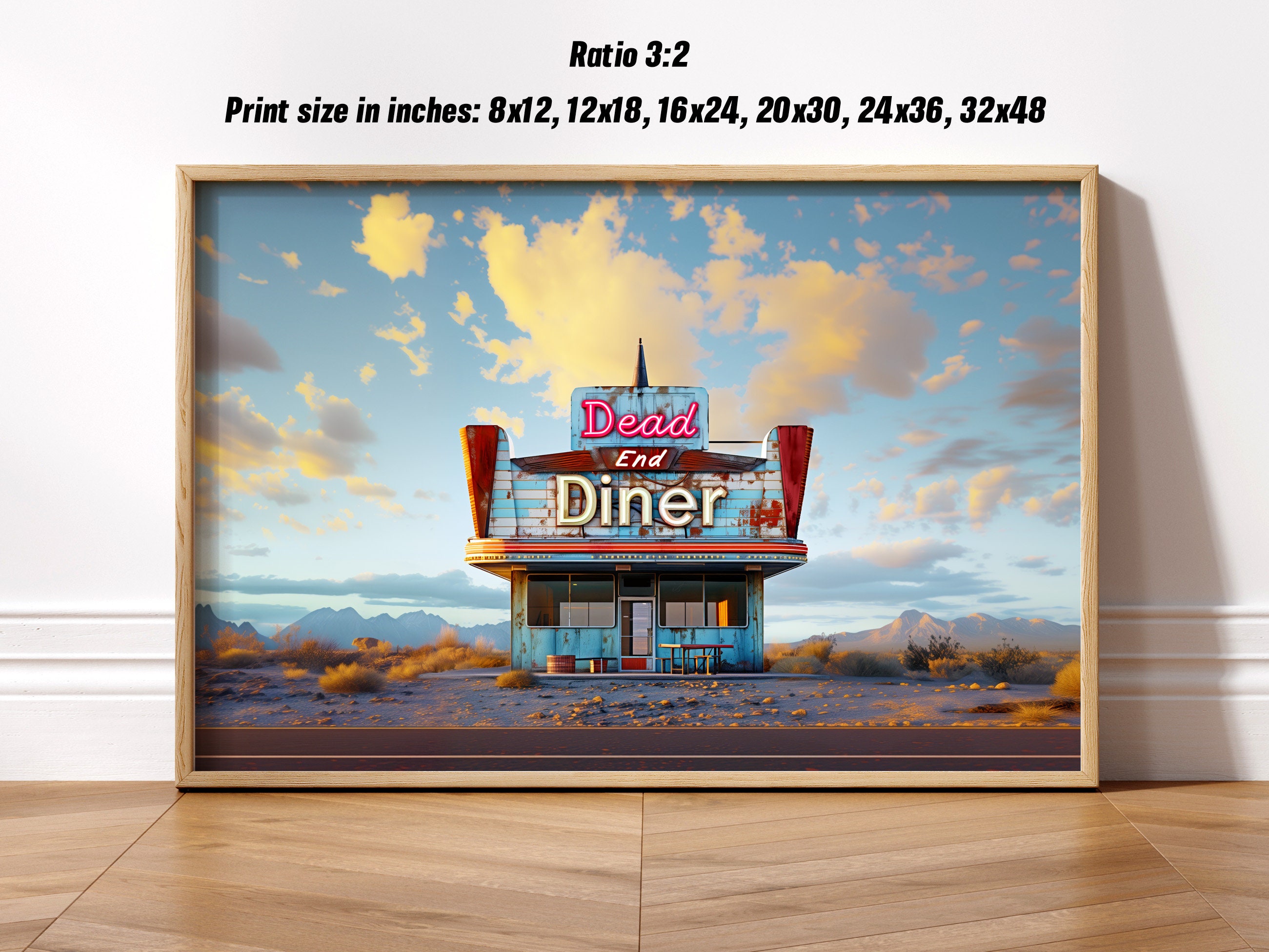 Desert Diner Landscape Art Western Wall Art Southwestern Decor Boho ...