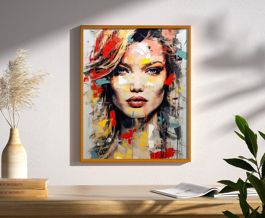 Abstract Pop Art Painting Portrait Print Fashion Woman Face Wall Art ...