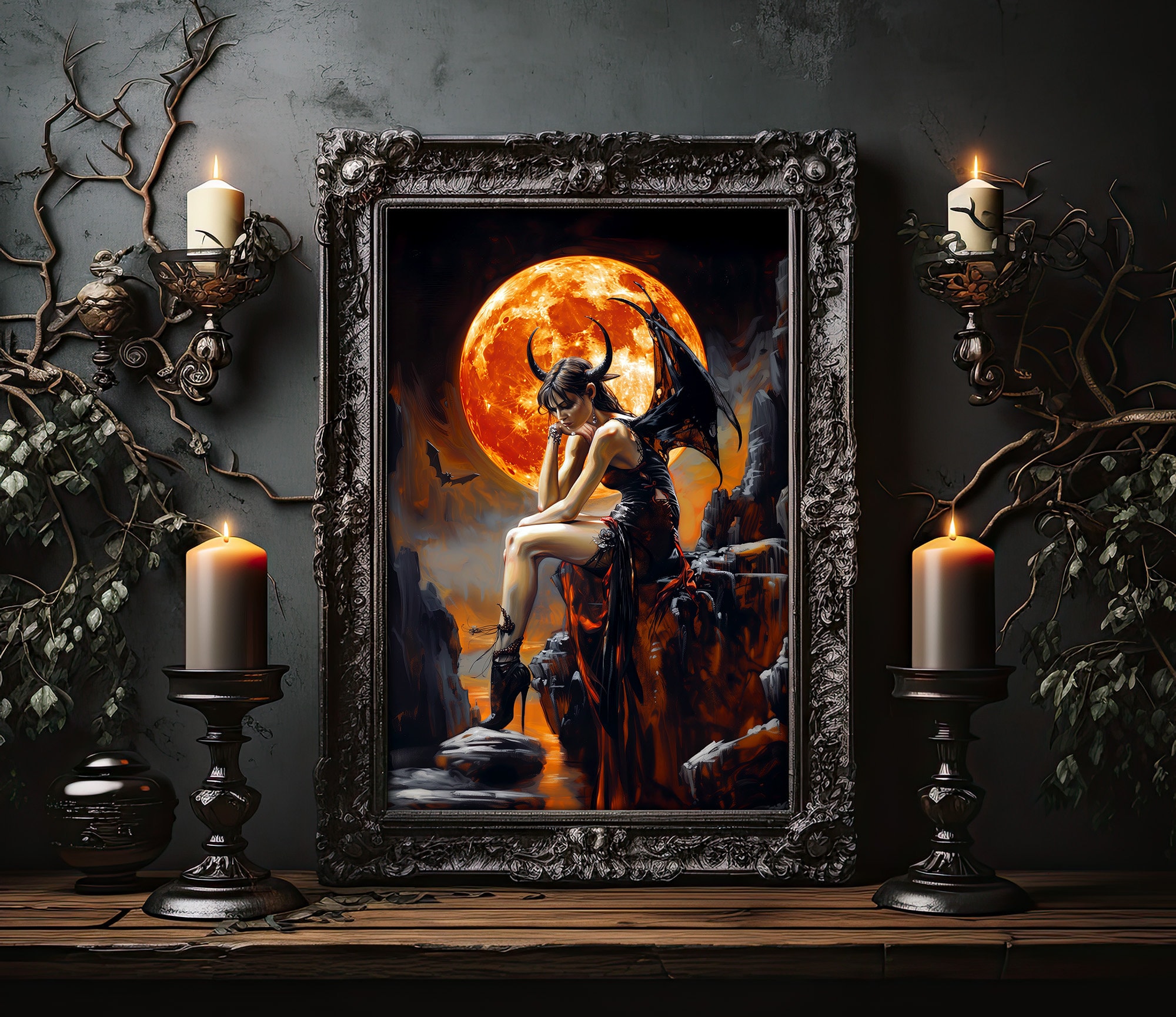 Lilith Demon Queen Gothic Princess Witch Print Poster Wall Art Dark Art ...
