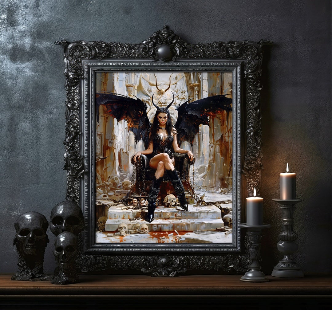 Lilith Demon Queen Gothic Demon Princess Witch Print Poster Wall Art Dark Art Occult Witchcraft ...