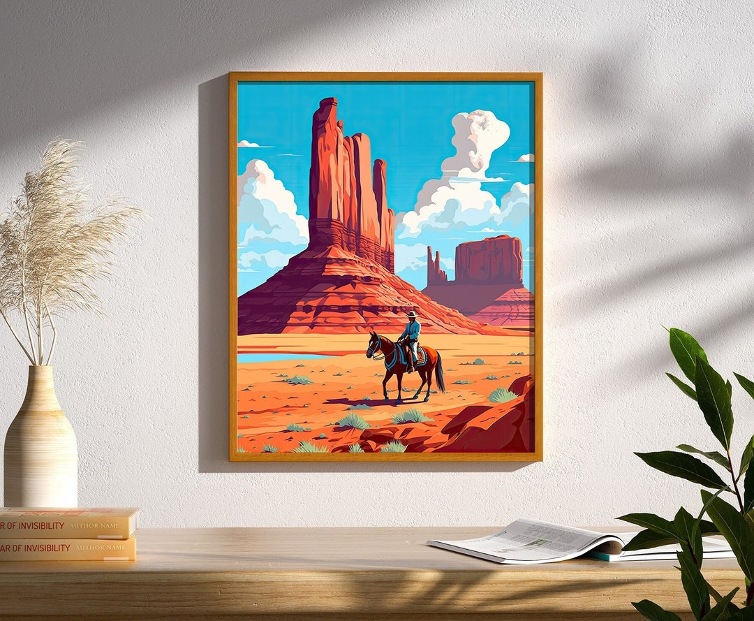 Cowboy Western Pop Art Boho Poster Print Cowboy Horseback Southwestern ...