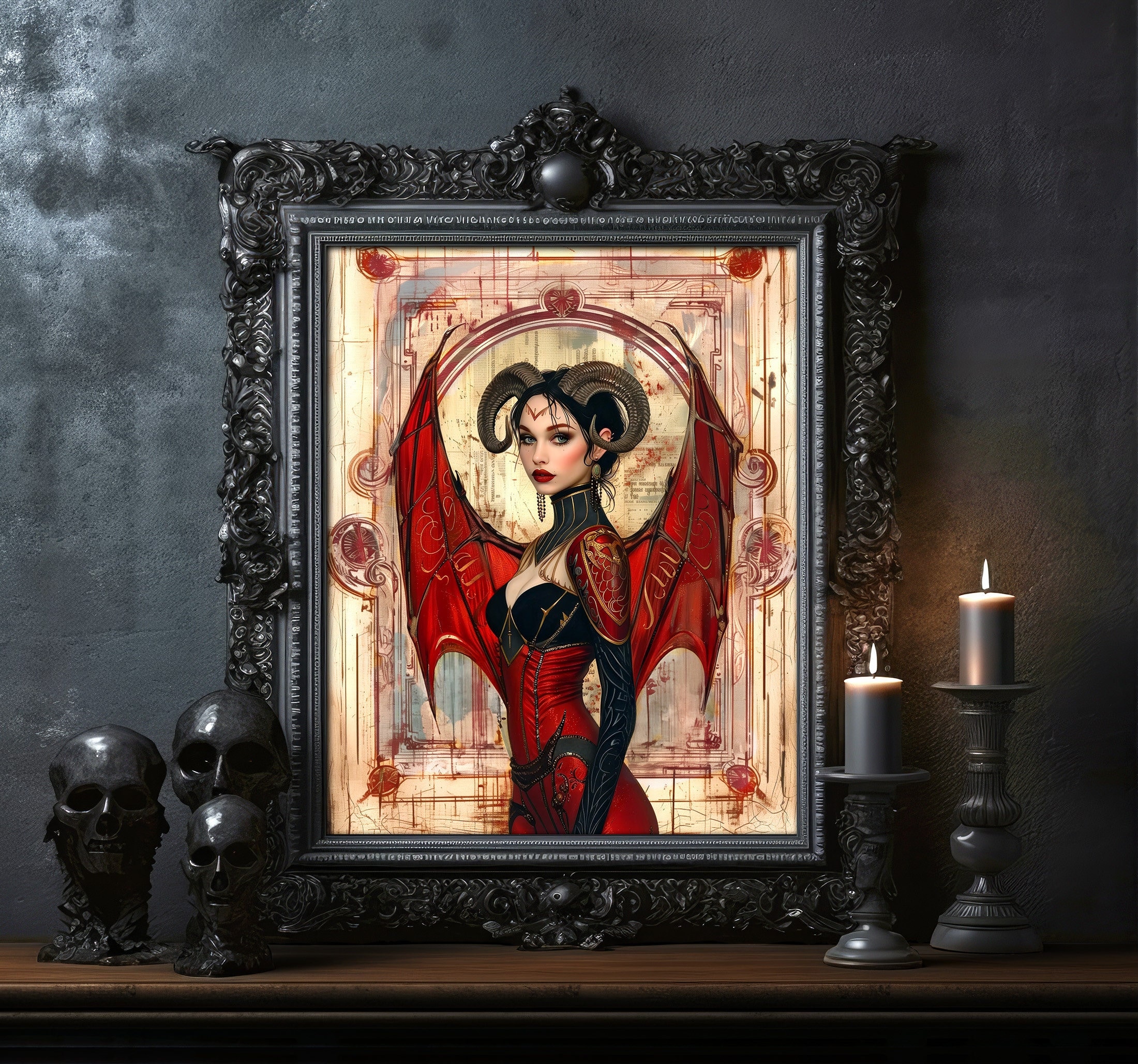 Lilith Demon Queen Gothic Princess Witch Print Poster Wall Art Dark Art ...