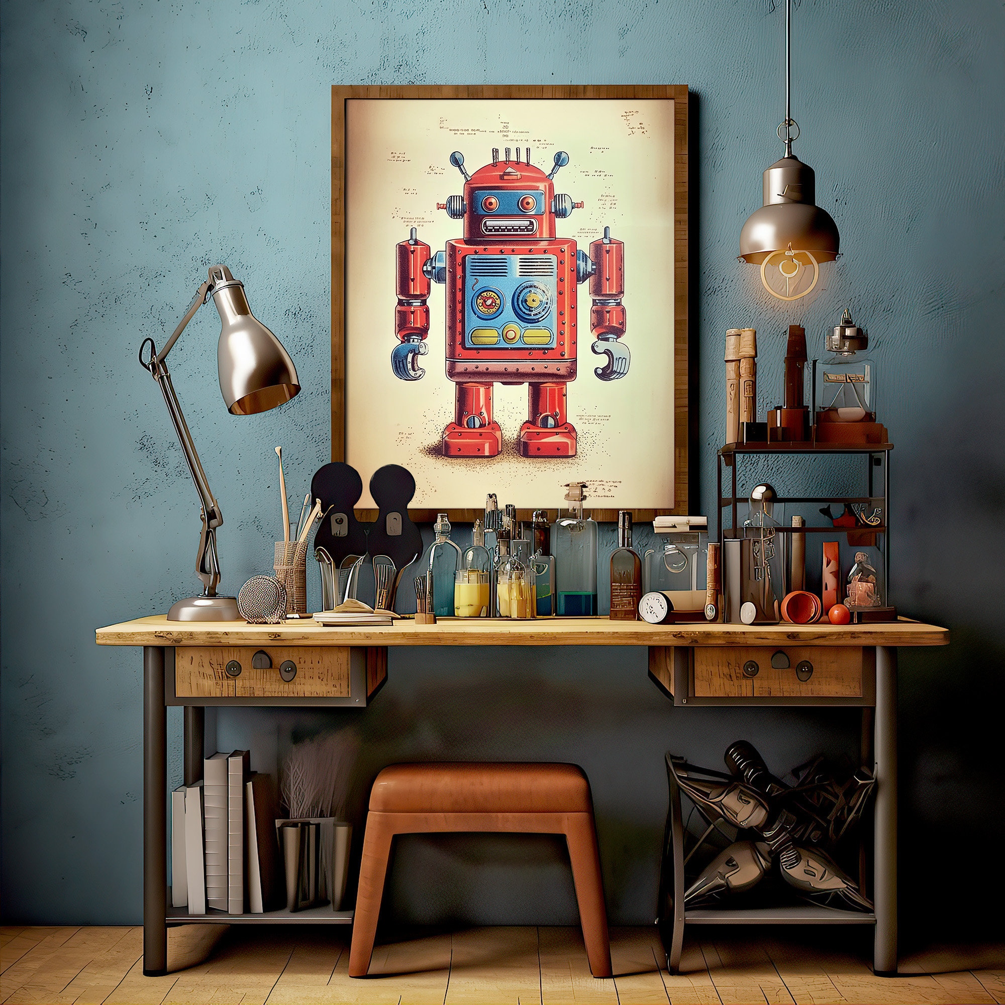 Vintage Sci-fi Retro Toy Robot Art Print Poster Wall Decor 1950s Mid ...
