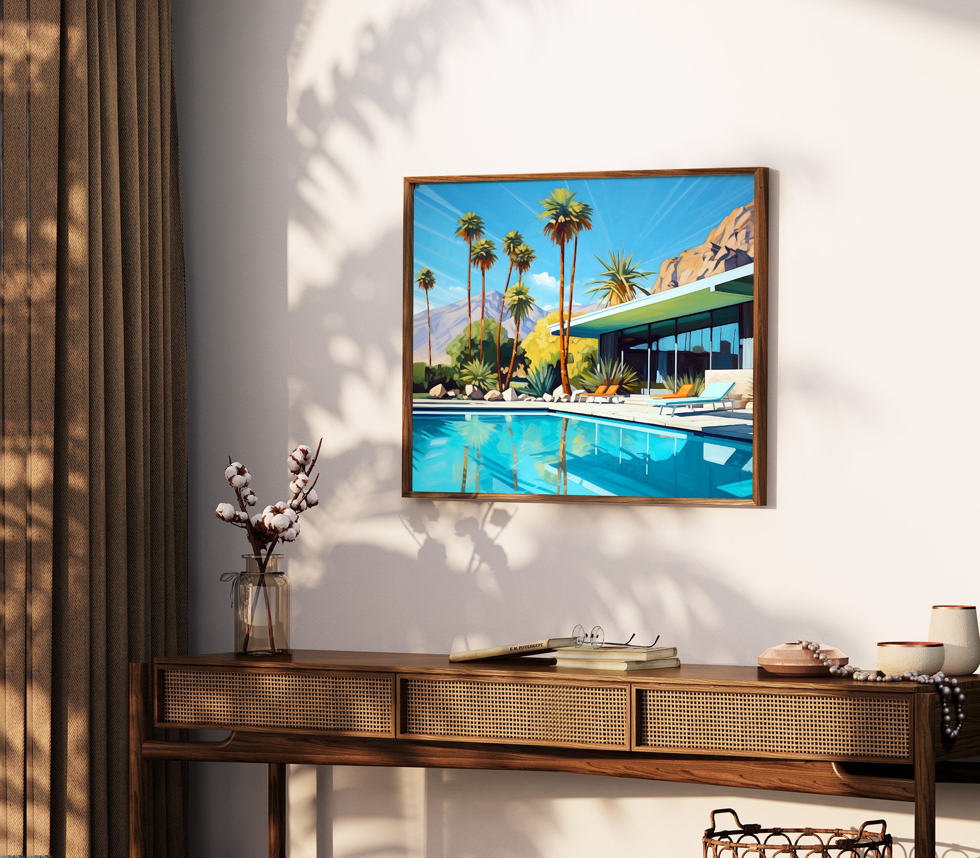 Mid Century Modern Palm Springs House Swimming Pool Architecture Print ...