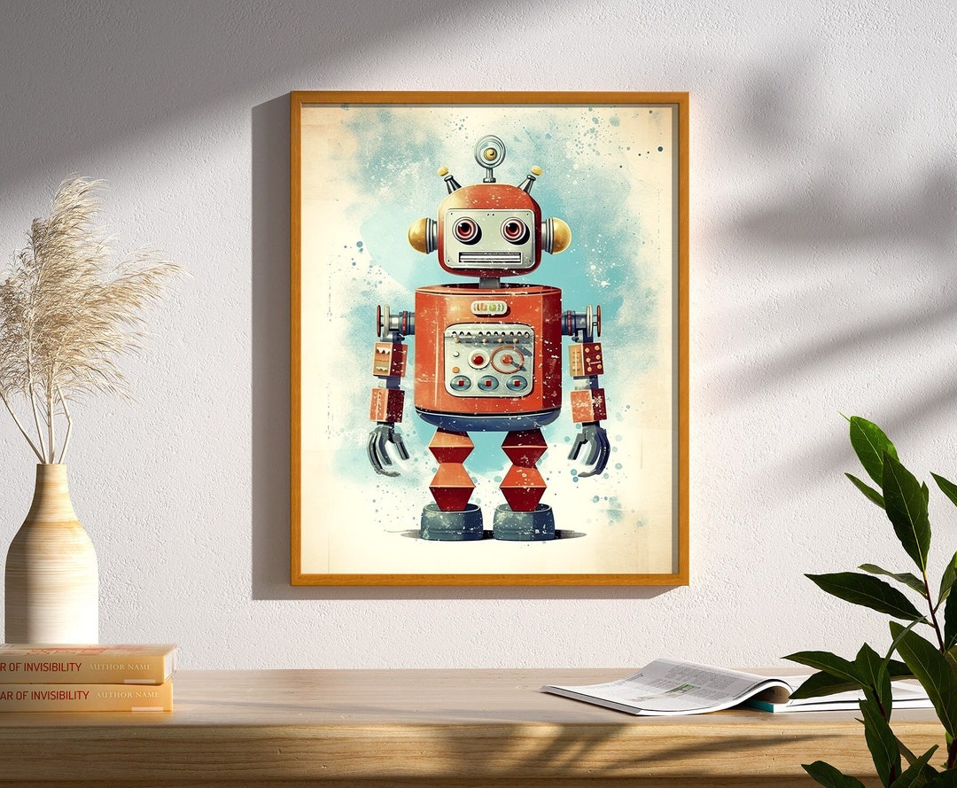 Vintage Sci-fi Retro Toy Robot Art Print Poster Wall Decor 1950’s Mid ...