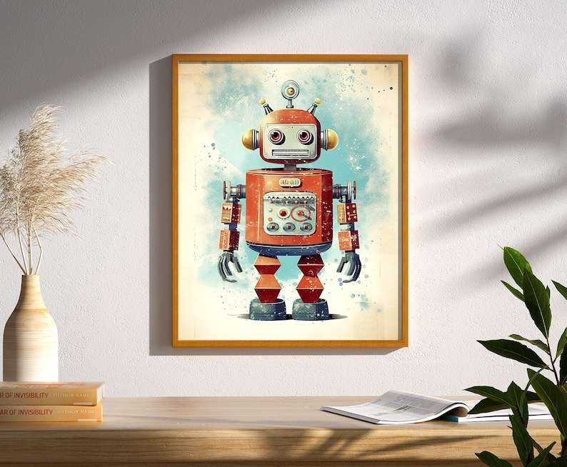 Vintage Sci-fi Retro Toy Robot Art Print Poster Wall Decor 1950’s Mid ...