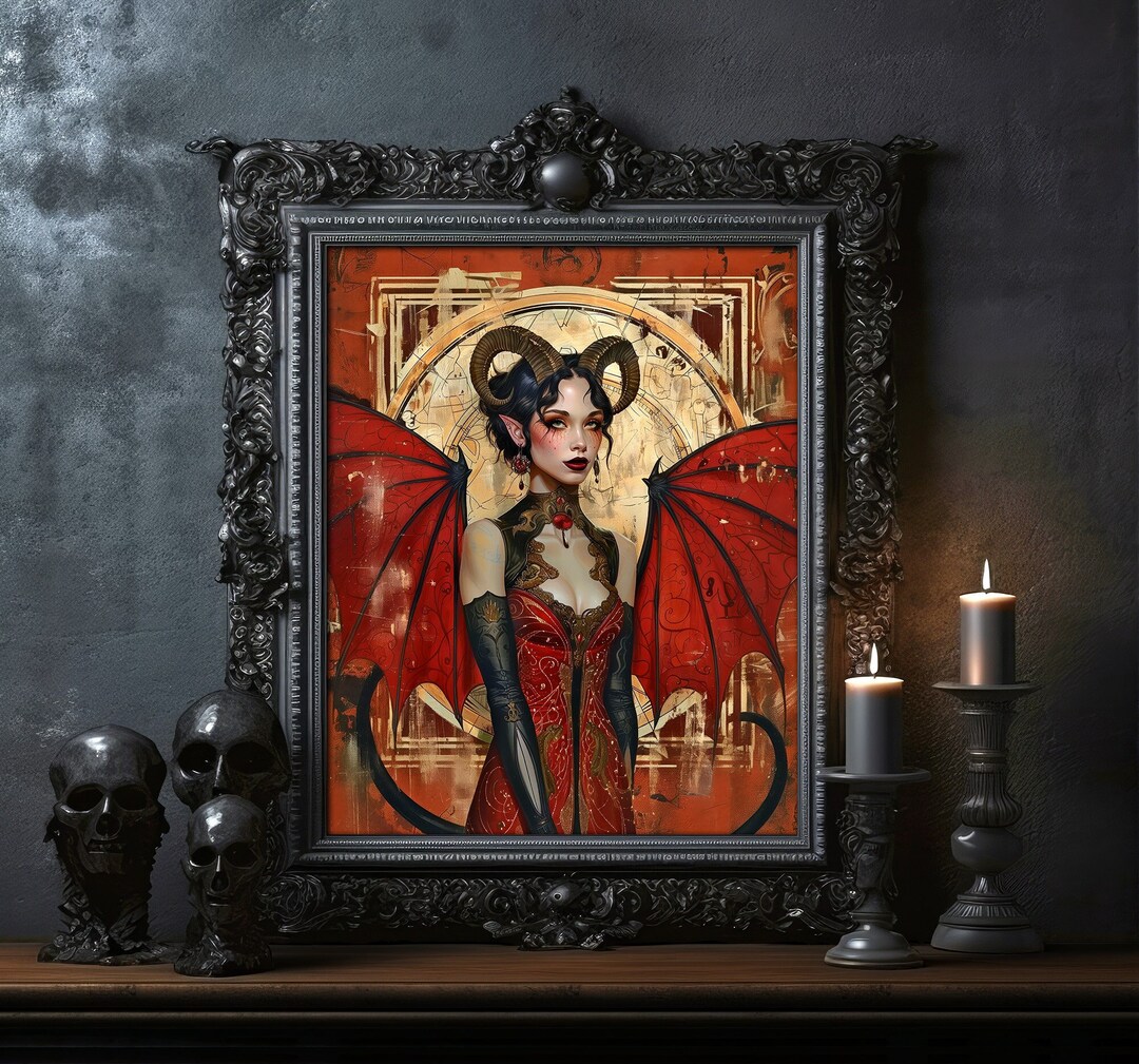 Lilith Demon Queen Gothic Princess Witch Print Poster Wall Art Dark Art ...
