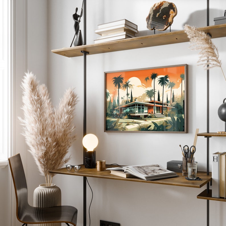 Mid Century Modern House Los Angeles Architecture Art Print Poster Mid ...