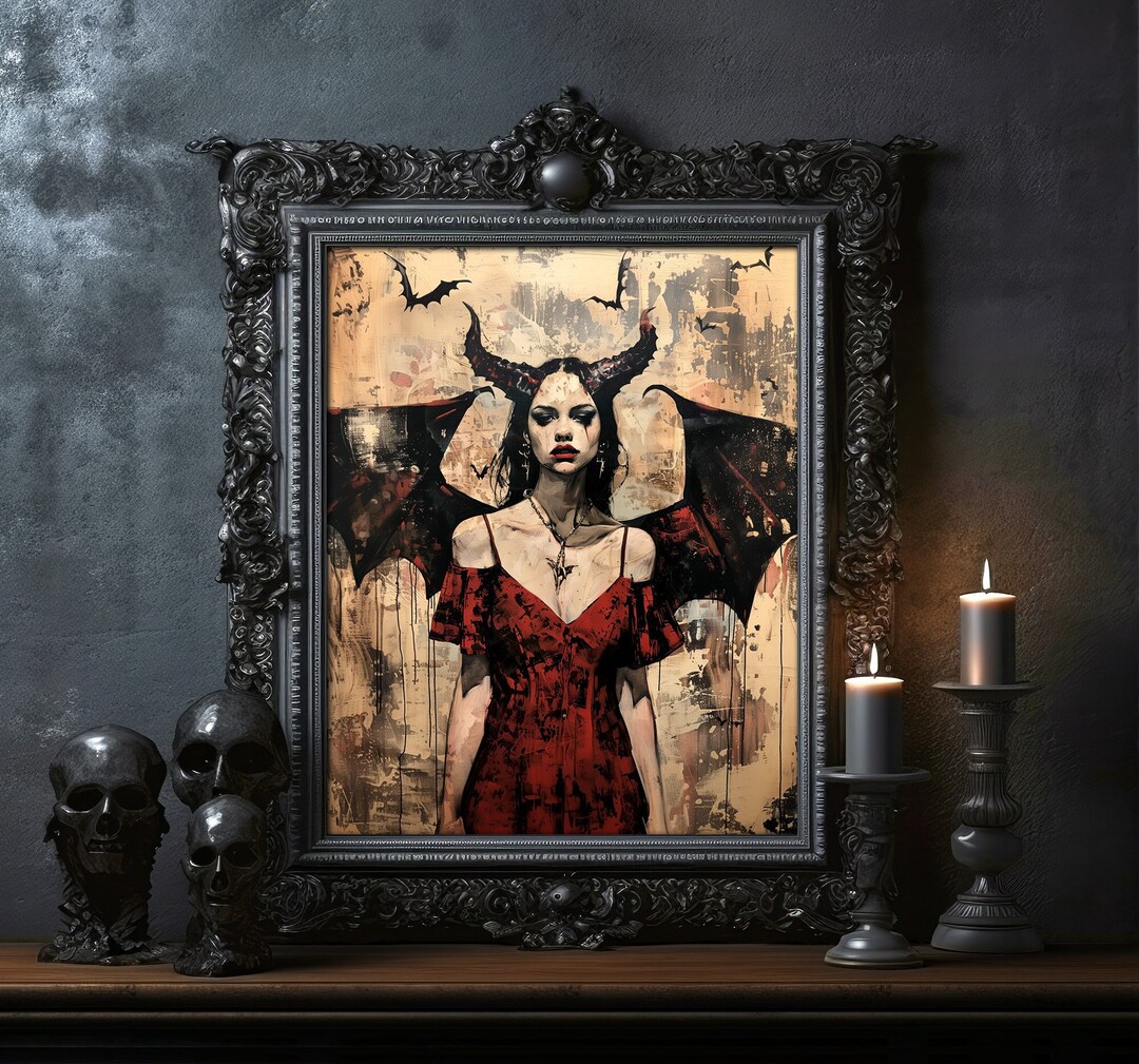 Lilith Demon Queen Gothic Princess Witch Print Poster Wall Art Dark Art ...