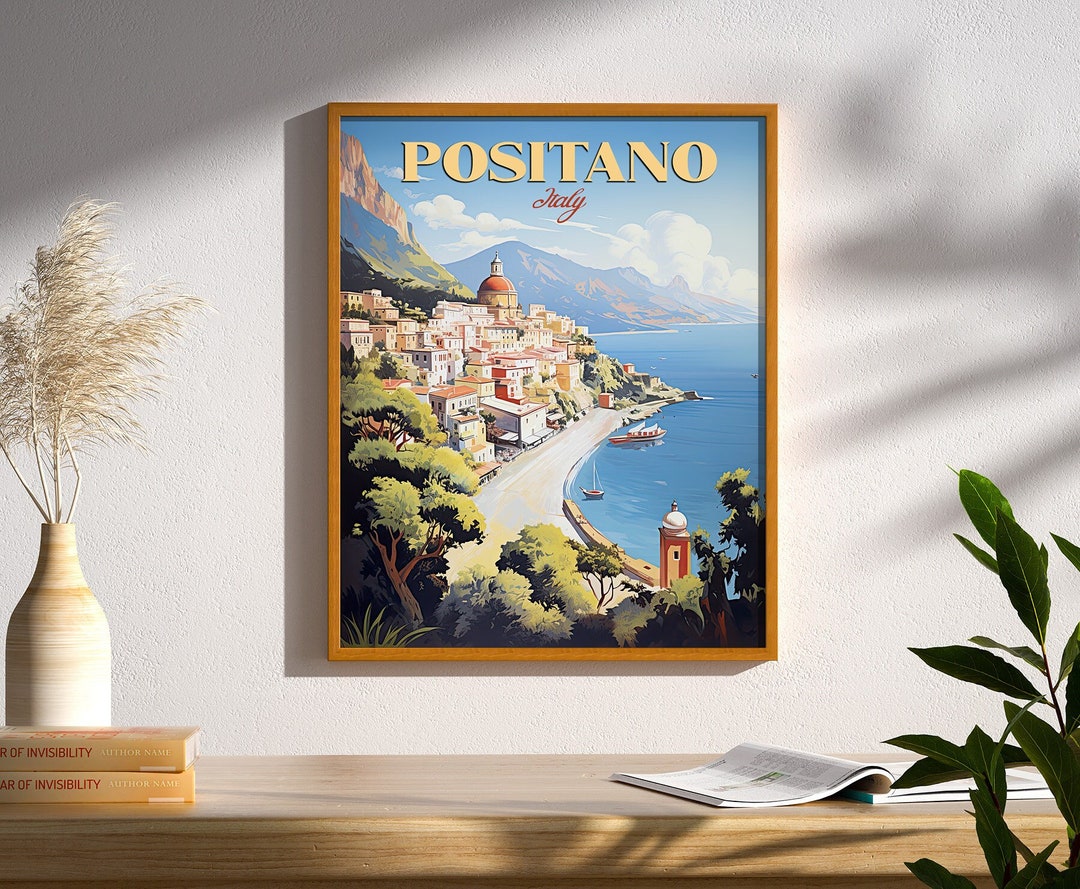 Positano Italy Amalfi Coast Vintage Retro Style Travel Poster Print ...