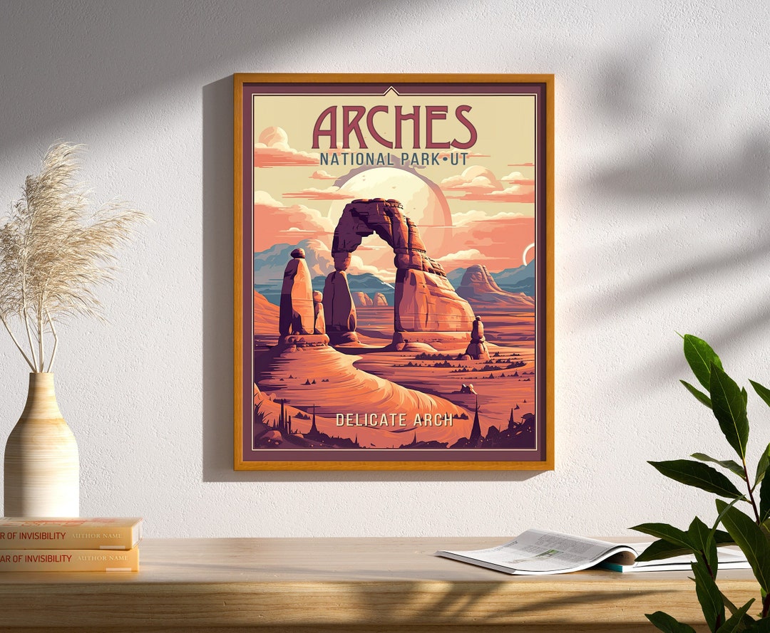 Arches National Park Travel Poster Delicate Arch Utah Print US National ...
