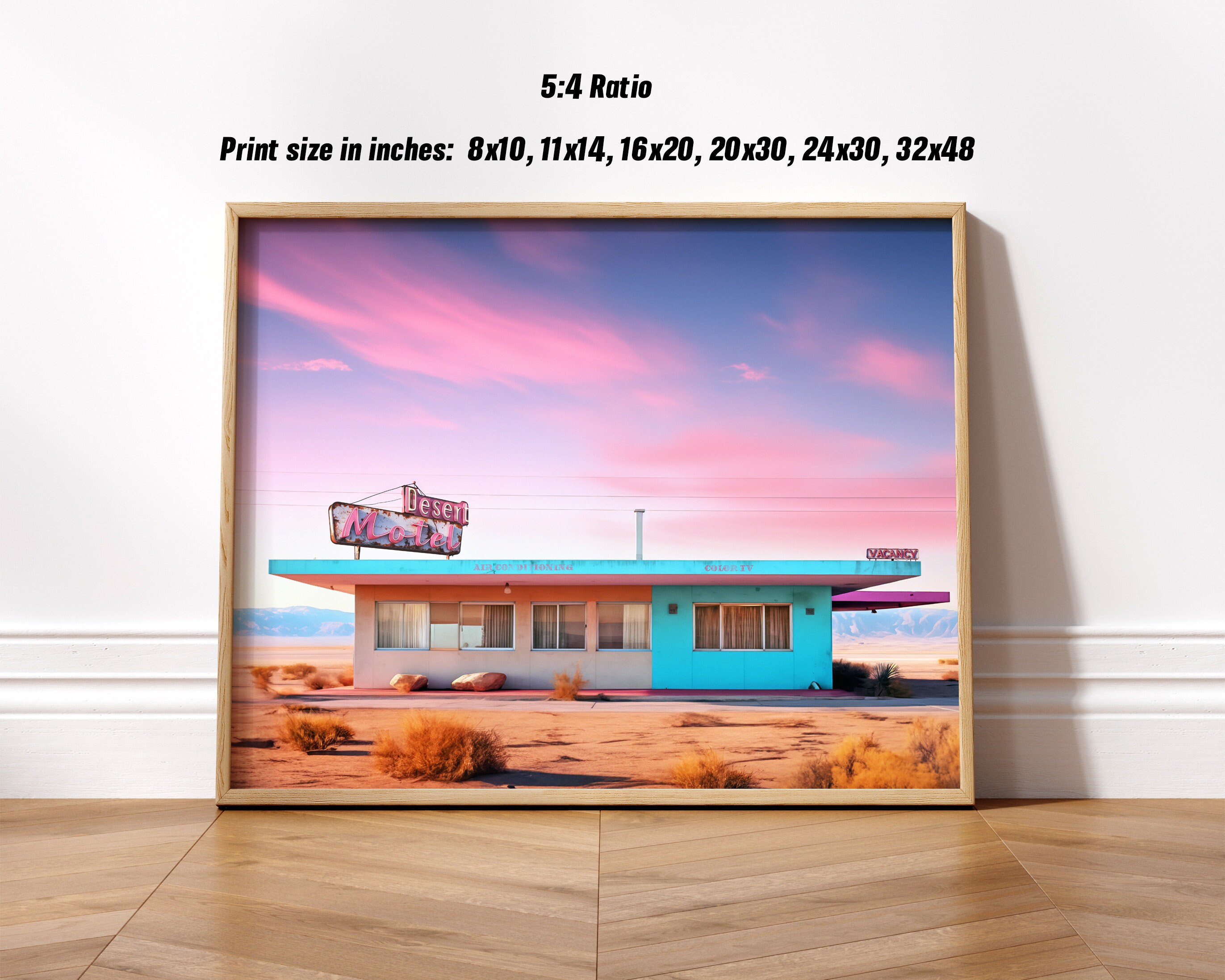 Desert Motel Landscape Art Western Wall Art Southwestern Decor Boho ...