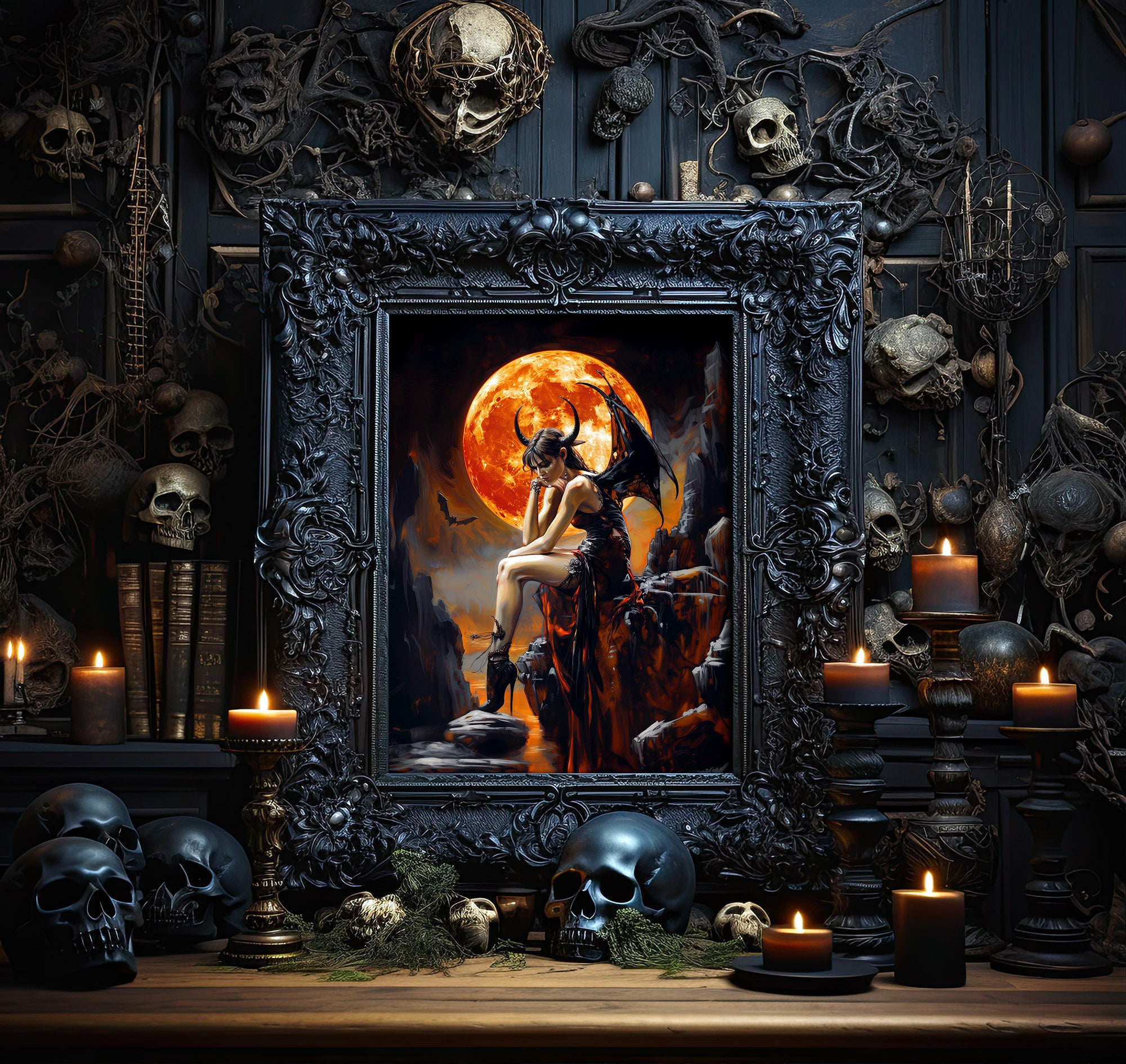 Lilith Demon Queen Gothic Princess Witch Print Poster Wall Art Dark Art ...