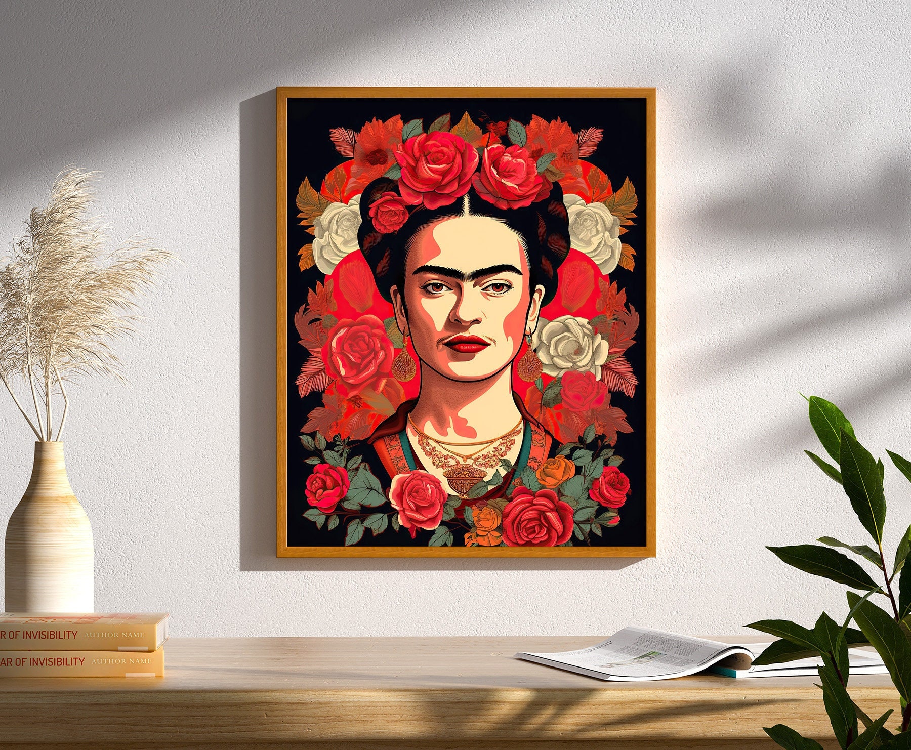 Frida Kahlo Floral Art Print Latino Home Wall Decor Latina Art Eclectic ...