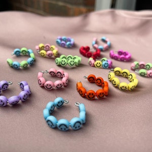 Adjustable Smiley Beaded Rings Stackable Y2K Smiley Face Wire Rings - Etsy